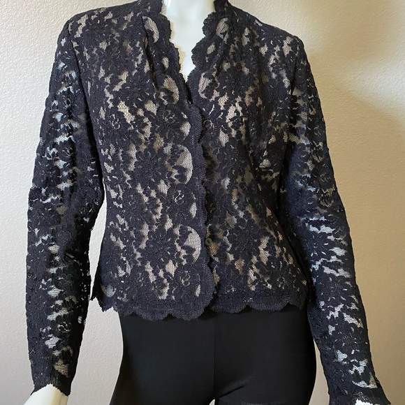 Talbots | Tops | Talbots Black Lace Long Sleeve Evening Yop | Poshmark